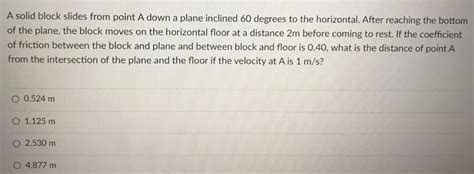 Solved A Solid Block Slides From Point A Down A Plane Chegg Com