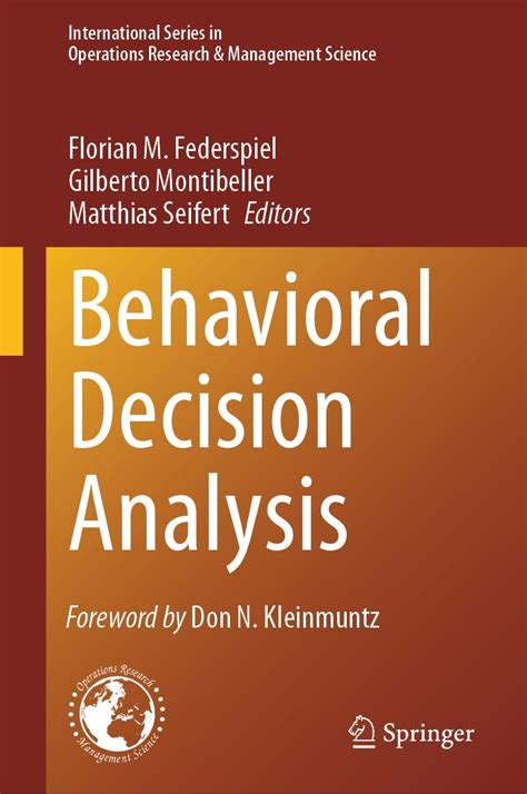 Behavioral Decision Analysis International Series In Operations