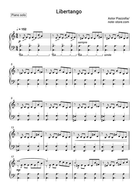 Libertango Astor Piazzolla Piano Solo Sheet Music At Note