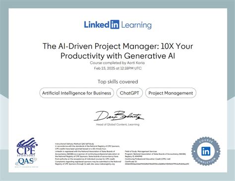 Linkedinlearning Ai Projectmanagement Projectmanager Aarti Koria