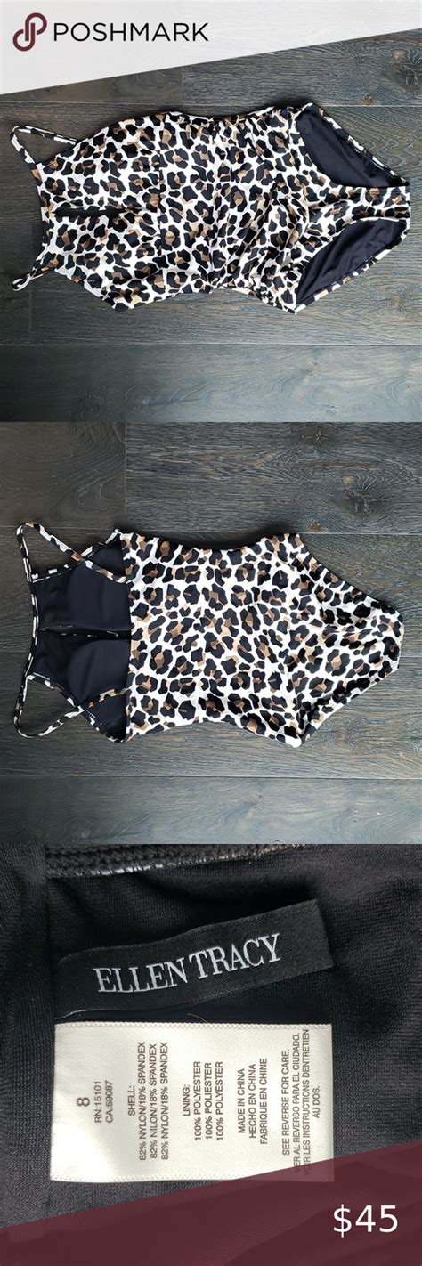 Ellen Tracy One Piece Leopard Print Swim Suit Printed Swim Beautiful Suit Clothes Design