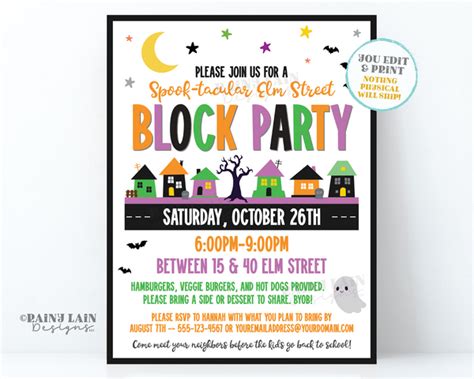 Neighborhood Block Party Invitation Ideas Editable Block Party Flyer