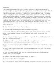 LAB Docx Instructions The Babe Database Has Being Created In Access And The Database File