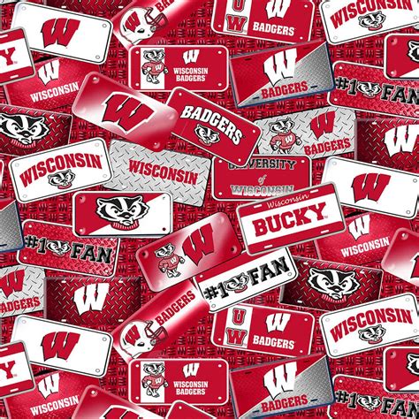 Ncaa University Of Wisconsin Badger License Plate Toss Fabric By The