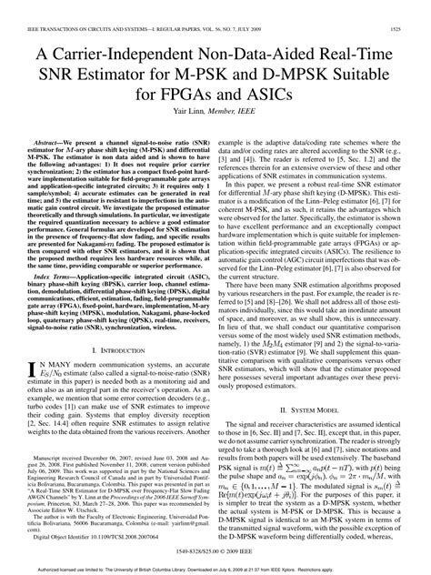 Pdf A Carrier Independent Non Data Aided Real Time Snr Estimator For