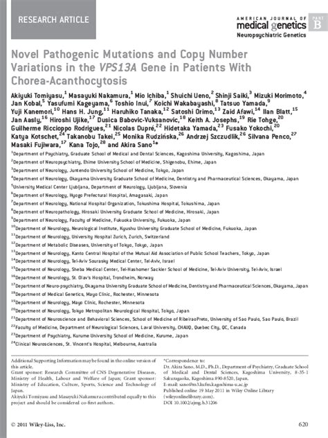 Pdf Novel Pathogenic Mutation And Copy Number Variation In Vps12a Gene