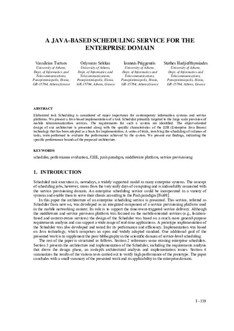Pdf A Java Based Scheduling Service For The Enterprise Domain