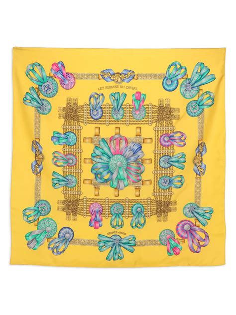 Hermès Pre Owned 1223389 Ribbon Silk Scarf Yellow Farfetch
