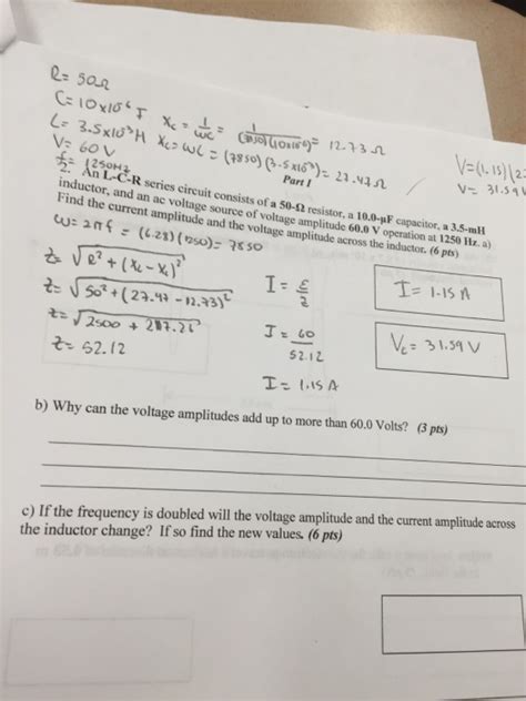 solved an l c r series circuit consists of a 50 ohm
