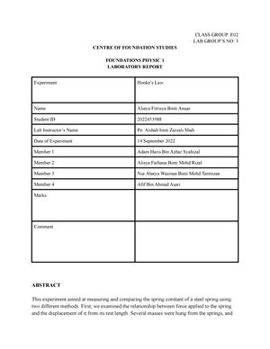Physics Lab Report Basic Physical Measurement PHY LABORATORY REPORT BASIC PHYSICAL
