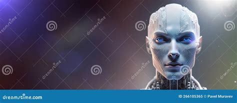Portrait Of Artificial Intelligence Avatar. Iridescent Synthetic Humanoid. Generative AI Stock ...