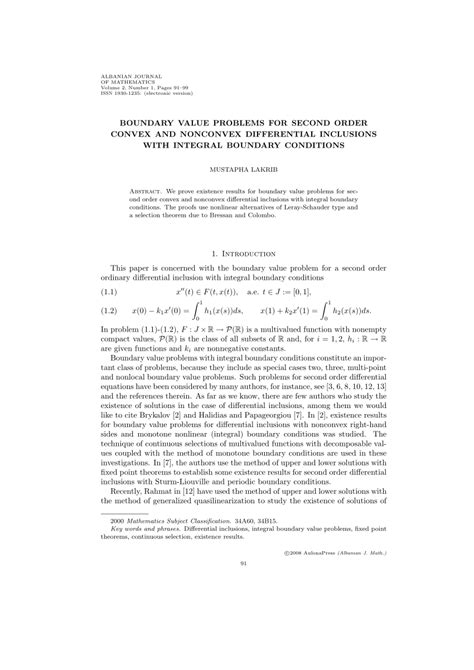 pdf boundary value problems for second order convex and nonconvex