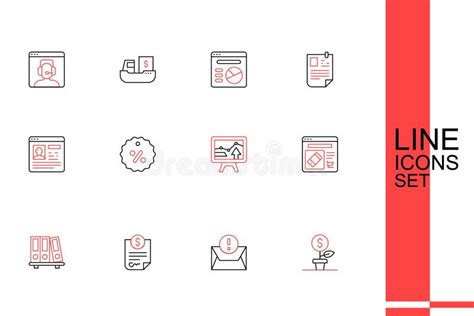 Set Line Dollar Plant Envelope Contract Money Office Folders Online Shopping Screen Monitor