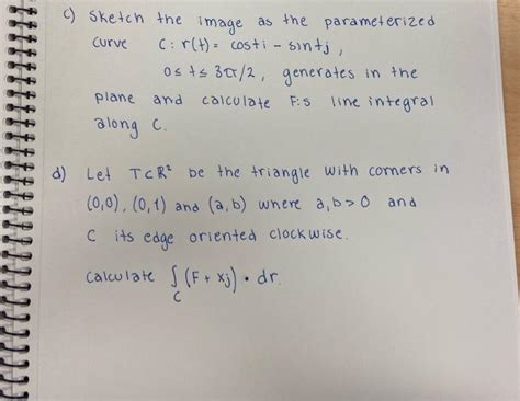 solved c sketch the image as the parameterized curve r t