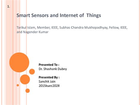 SOLUTION Presentation Iot And Smart Sensors Studypool