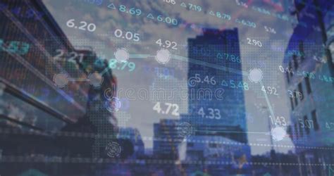 Animation Of Stock Market Data Processing Against Tall Buildings Stock Footage Video Of