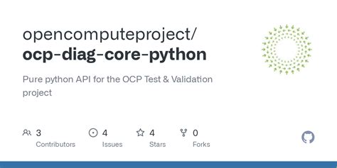 Github Opencomputeprojectocp Diag Core Python Pure Python Api For