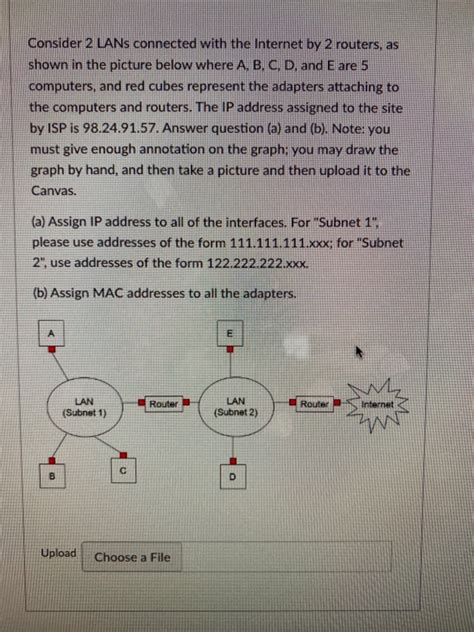 solved consider 2 lans connected with the internet by 2