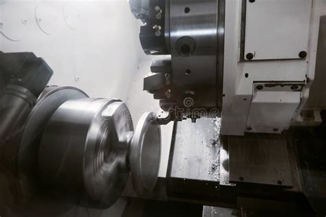 Rotation Of Aluminium Part On Cnc Metalworking Machinery Working Of