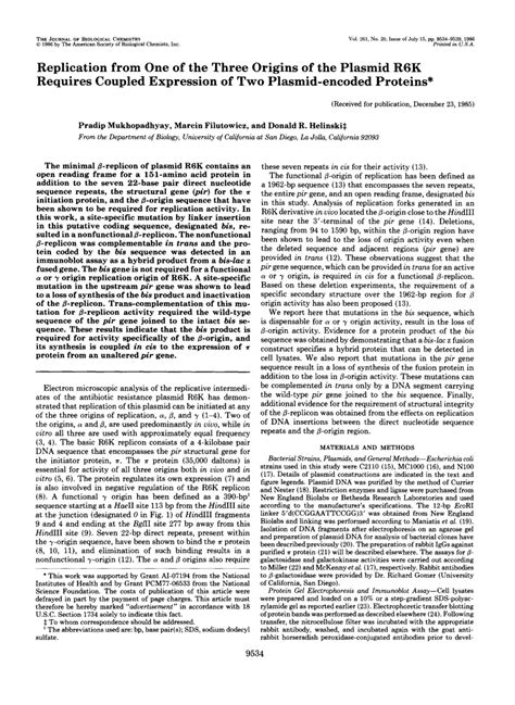 Pdf Replication From One Of The Three Origins Of The Plasmid R6k