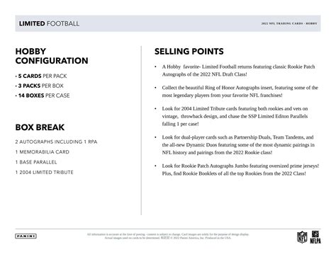 2022 Panini Limited Nfl Football Cards