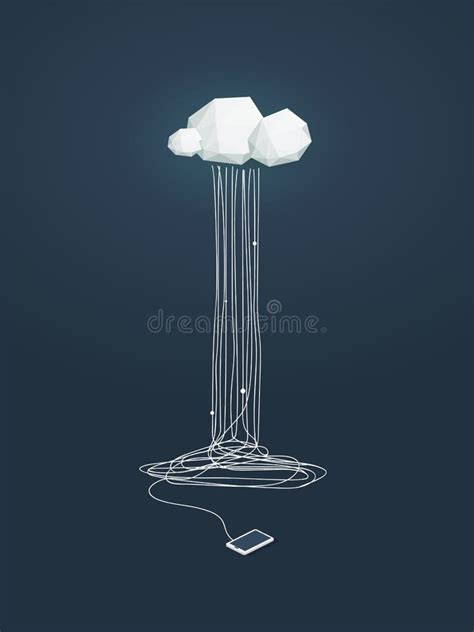 Cloud Computing Concept Illustration With Low Poly Clouds And