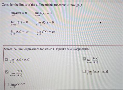 solved consider the limits of the differentiable functions a