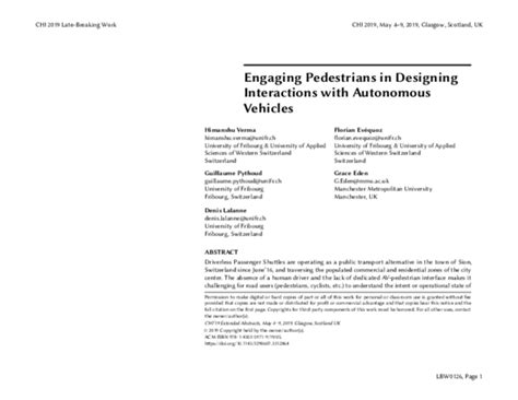 Pdf Engaging Pedestrians In Designing Interactions With Autonomous Vehicles