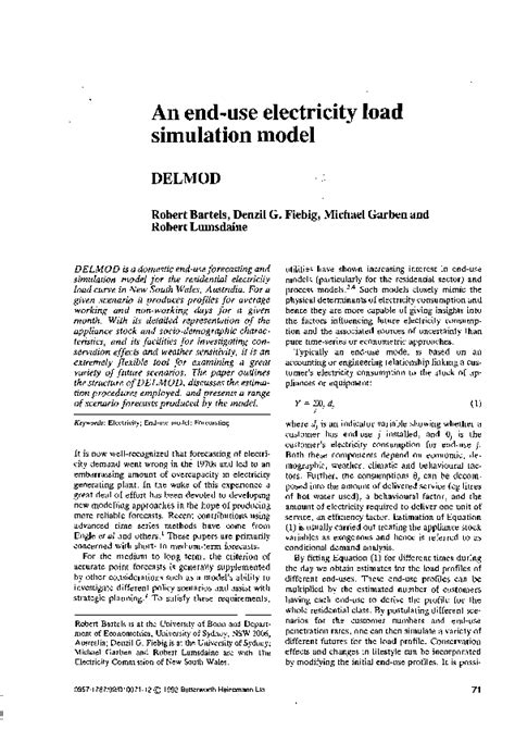 pdf an end use electricity load simulation model