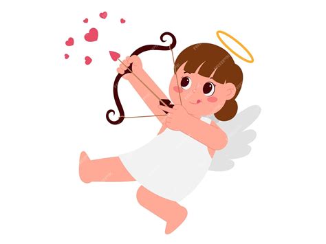 Premium Vector Cute Cupid Girl With Bow Arrow Illustration