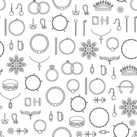 Premium Vector Jewelry Black Thin Line Seamless Pattern Background Vector