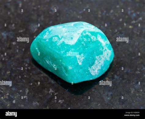 Macro Shooting Of Natural Mineral Rock Specimen Tumbled Amazonite Gem