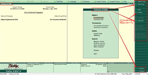 Shortcut Keys In Tally Erp 9