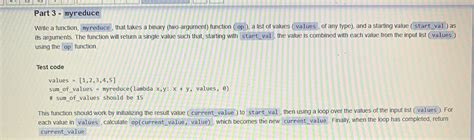 Solved Part 3 Myreduce Write A Function Myreduce That
