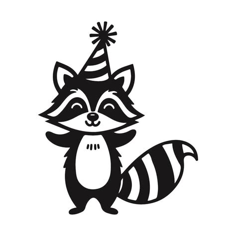 Celebración De Mapache Gratis Svg Archivo Vectorial Svg En Blanco Y