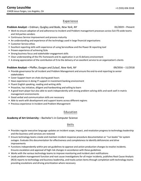 Problem Analyst Resume Samples Velvet Jobs