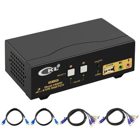 HDMI KVM Switch Port Dual Monitor Extended Display CKL USB KVM Switch HDMI With Audio