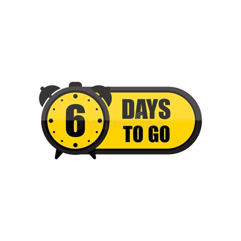 6 Days To Go Countdown Timer Icon Number Six Focus Yellow Black