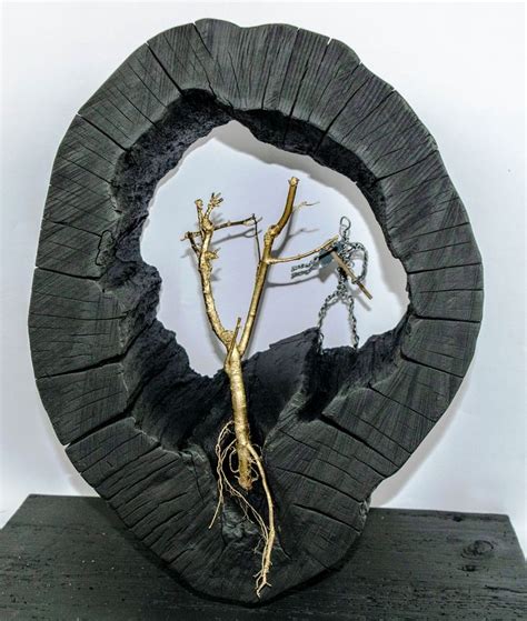 Gilded Tree Sculpture Reclaimed Wood And Wire Art Etsy Wood Sculpture Sculpture Wood Statues