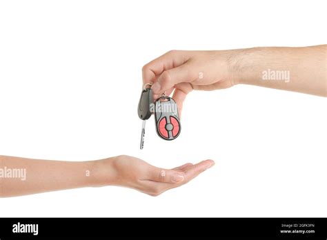 Male Hand Giving Car Key To Female Hand Stock Photo Alamy