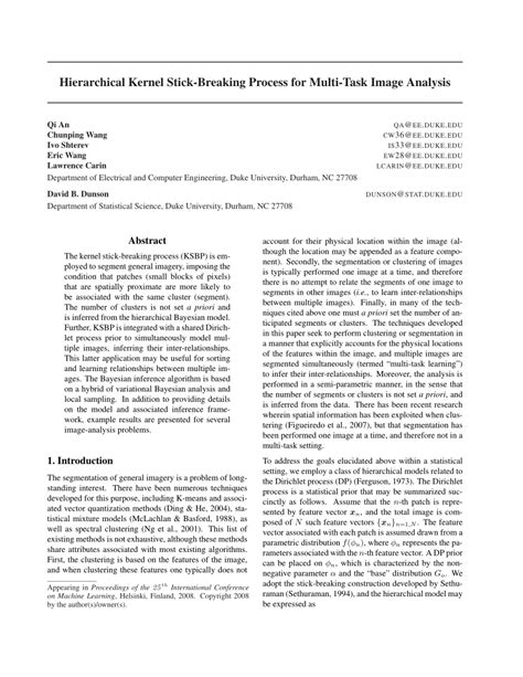 Pdf Hierarchical Kernel Stick Breaking Process For Multi Task Image Analysis