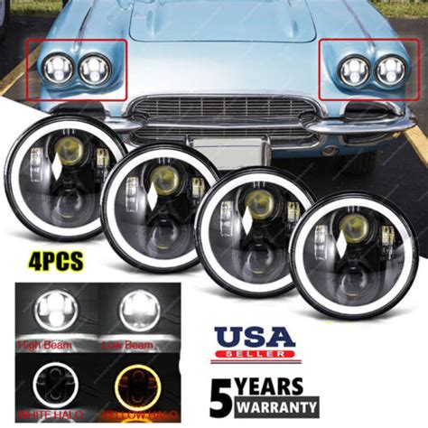 4x 575 5 34 Projector Round Led Headlights Sealed Halo Drl Angel Eye