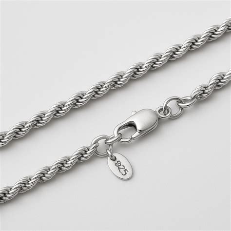 925 Sterling Silver Rope Chain Necklace Multiple Thickness 2mm 2