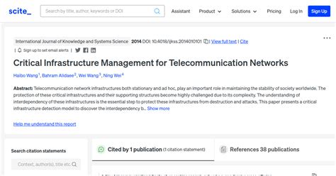 Critical Infrastructure Management For Telecommunication Networks