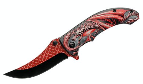 45 Dragon Scale Spring Assisted Red Knifewarrs