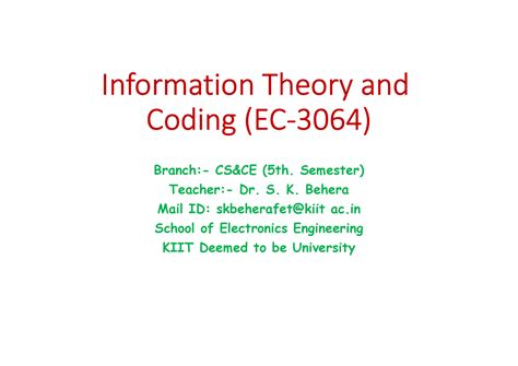 Module 5A Lecture Notes 5 Information Theory And Coding Information Theory And Coding EC