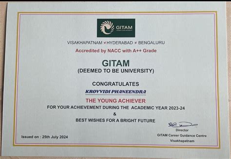 Krovvidi Phaneendra On Linkedin Gitamuniversity Gitamdeemeduniversity Youngachiever