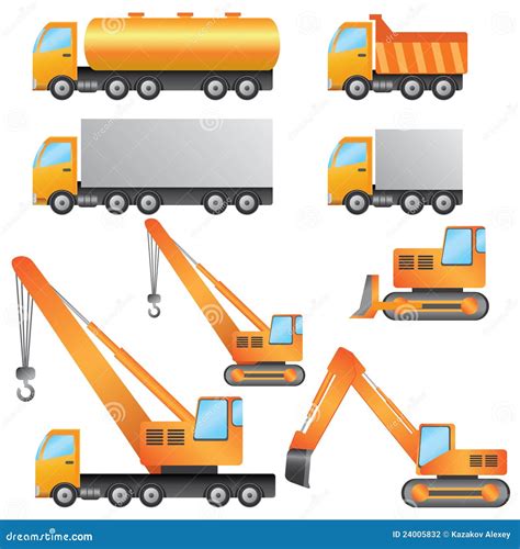 Set Construction Machinery Earthwork Operations Vector Illustration