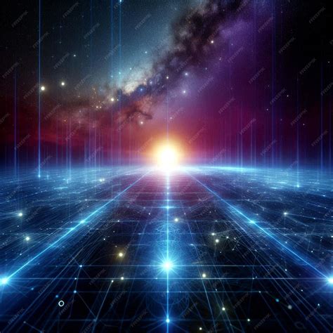 Scifi Glowing Grid With Futuristic Abstract Technology Visual Elements Premium Ai Generated Image