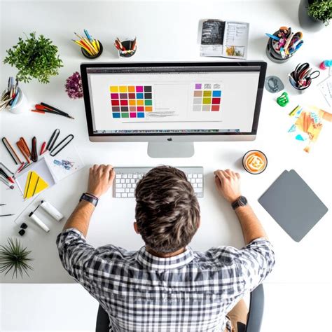 Designer Graphique Travaillant Sur Un Ordinateur Avec Un Logiciel De